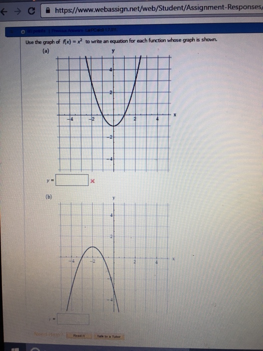 Solved Use the graph of f(x) = x^2 to write an equation for | Chegg.com