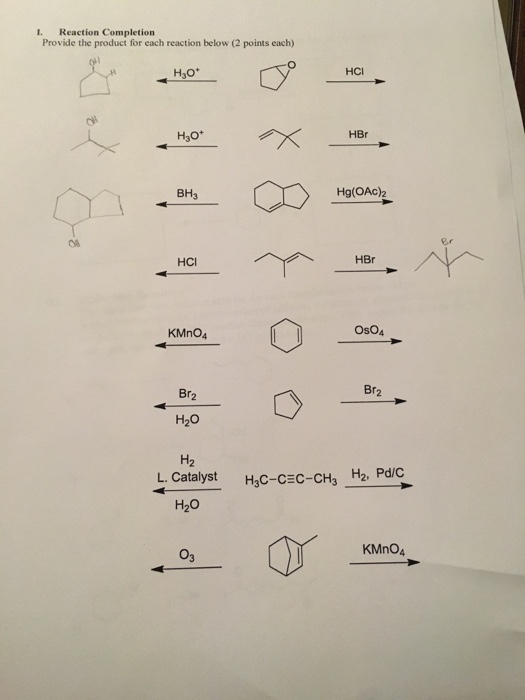 Solved Provide the product for each reaction below | Chegg.com