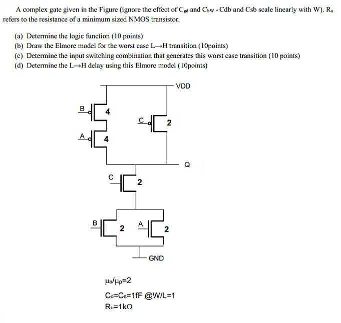 Solved A complex gate given in the Figure (ignore the effect | Chegg.com