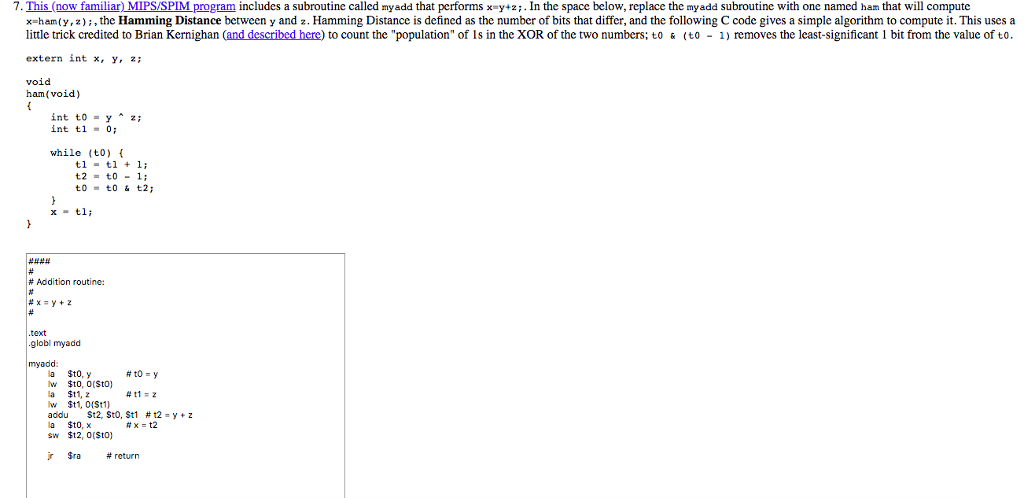 Solved 7. This (now familiar) MIPS/SPIM program includes a | Chegg.com