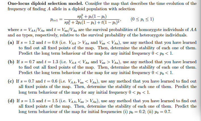 One Locus Diploid Selection Model Consider The Map