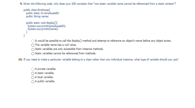 Solved 1. Which two are access modifiers? (Choose all | Chegg.com