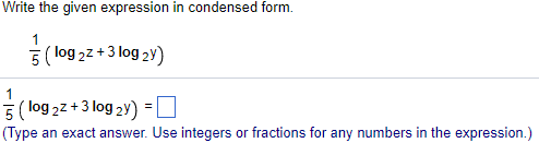 Solved Write the given expression in condensed form. 5 (log | Chegg.com