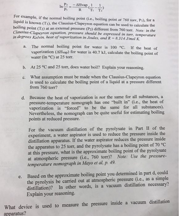 Solved For example, if the normal boiling point(i.e., | Chegg.com