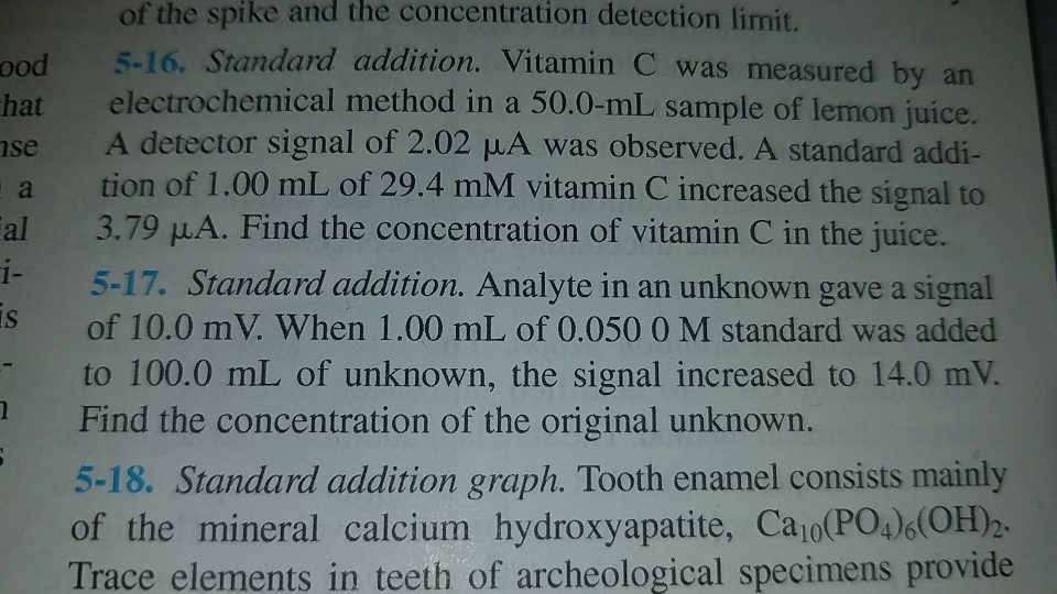Solved of the spike and the concentration detection limit. | Chegg.com