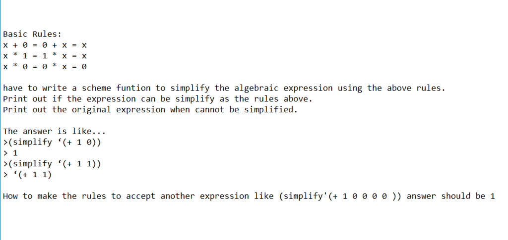 Basic Rules: have to write a scheme funtion to | Chegg.com