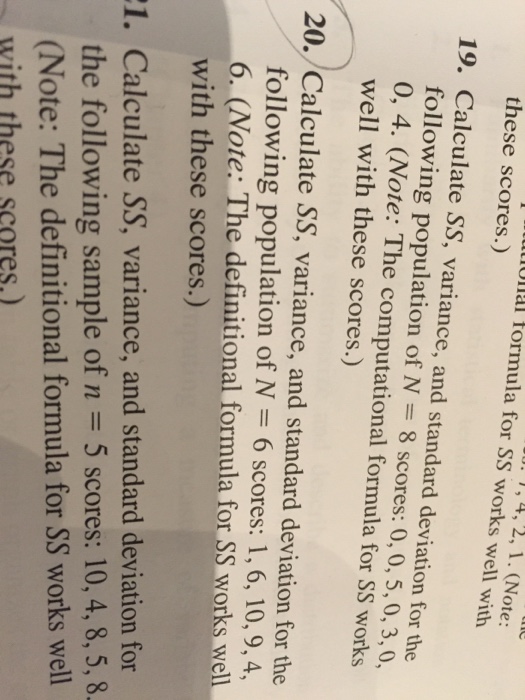 Solved Calculate SS, variance, and standard deviation tor | Chegg.com