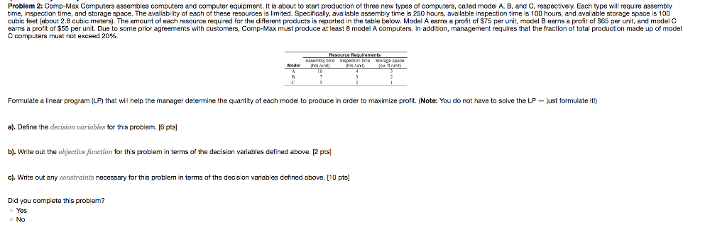 Solved Problem 2: Comp-Max Computers assembles computers and | Chegg.com