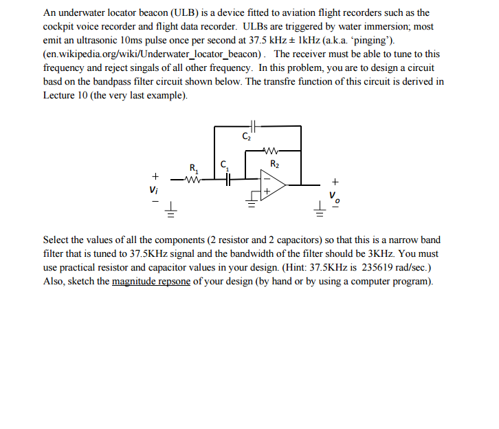 An underwater locator beacon (ULB) is a device fitted | Chegg.com