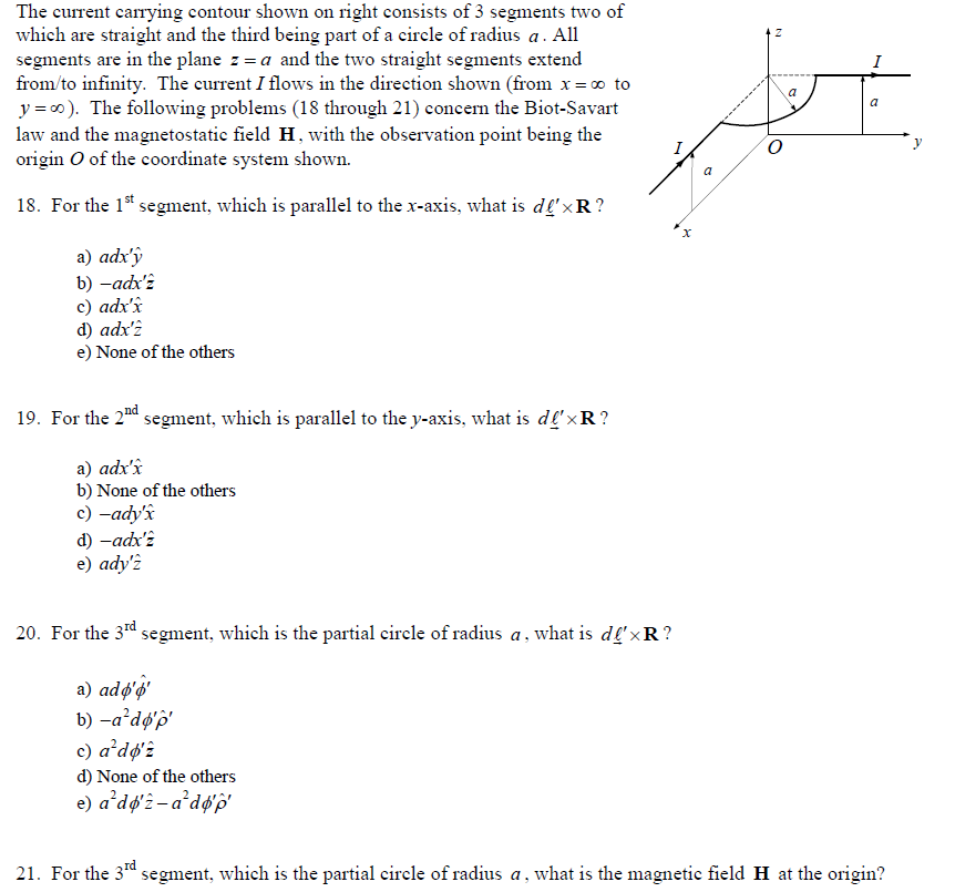 Solved The current carrying contour shown on right consists | Chegg.com
