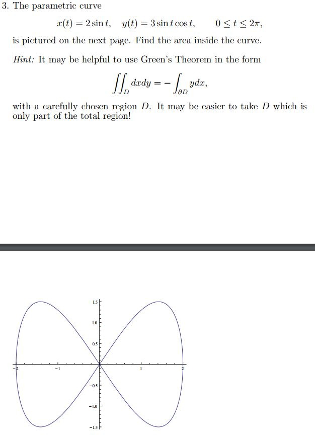 Solved The parametric curve x(t) = 2 sin t, y(t) = 3 sin t | Chegg.com