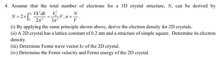 Solved Assume that the total number of electrons for a 3D | Chegg.com
