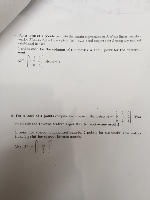 Solved 4. For a total of 4 points compute the matrix | Chegg.com