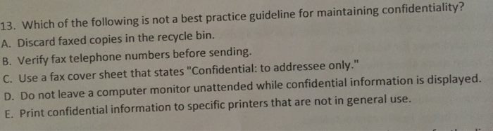 Solved Which of the following is not a best practice | Chegg.com