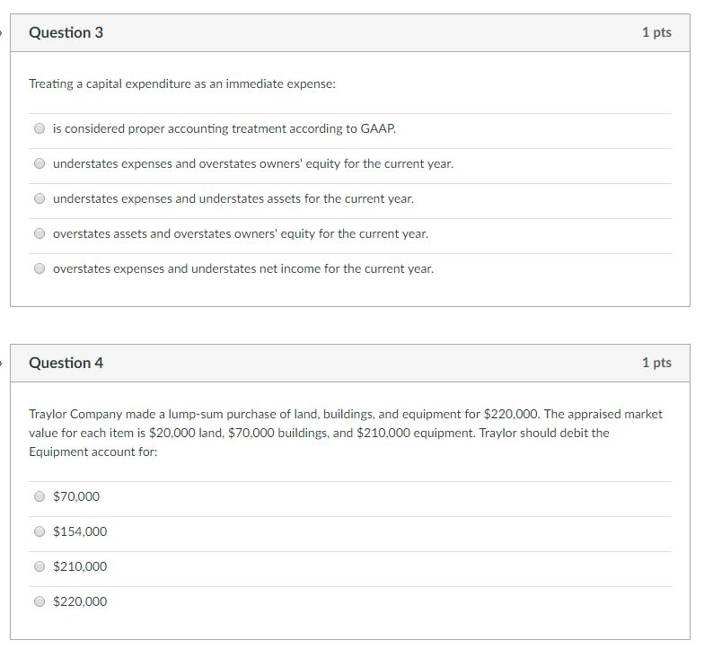 Solved Treating a capital expenditure as an immediate | Chegg.com