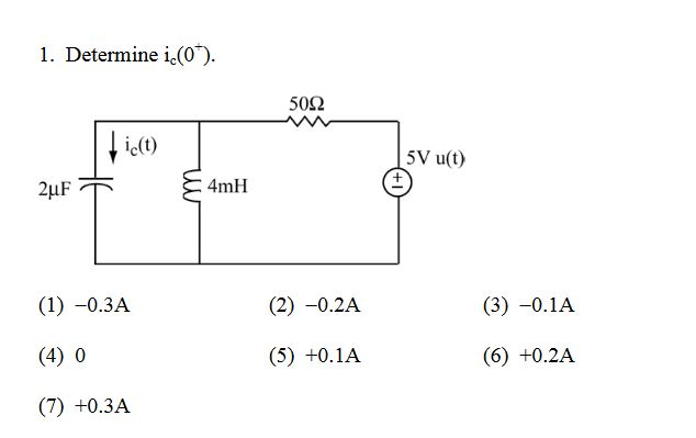 Solved Determine i_c (0^+). -0.3A -0.2A -0.1A 0 +0.1A | Chegg.com