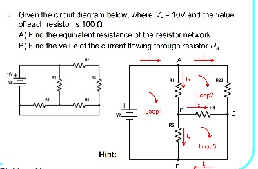 Solved Given the circuit diagram below, where V 10V and the | Chegg.com
