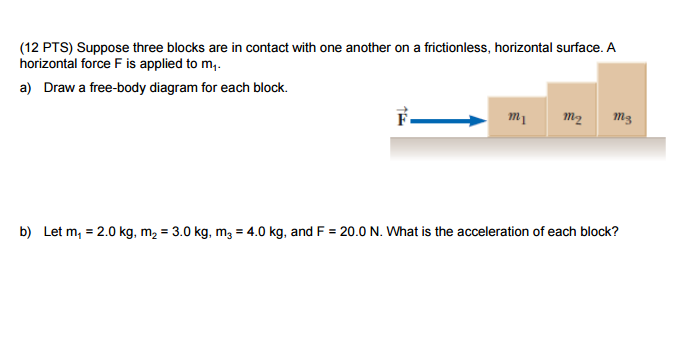 Solved Suppose three blocks are in contact with one another | Chegg.com