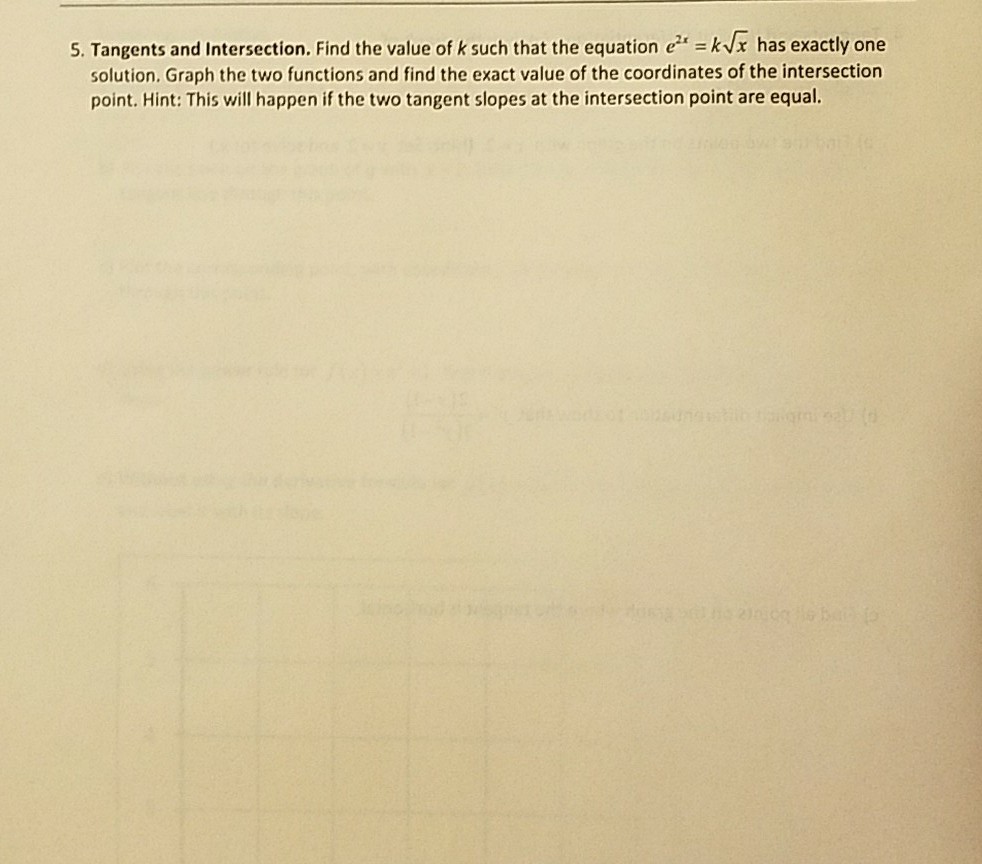 Solved 5. Tangents and Intersection. Find the value of k | Chegg.com