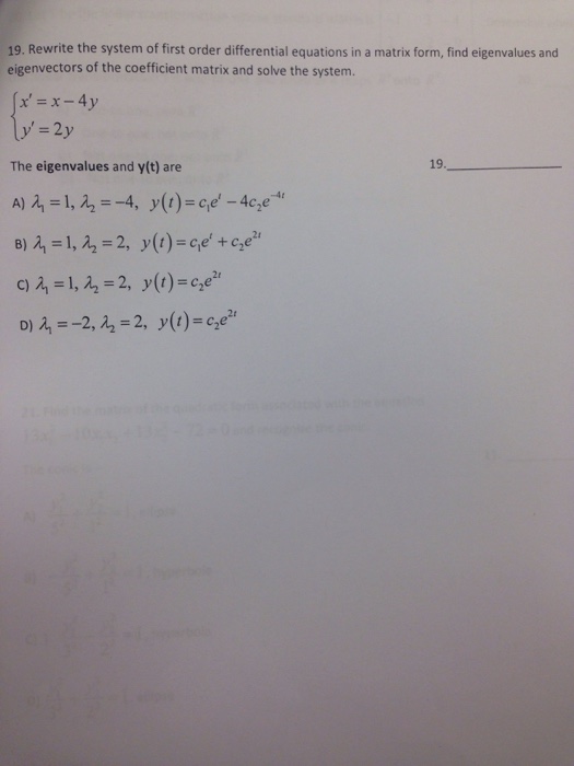 Solved Rewrite the system of first order differential | Chegg.com