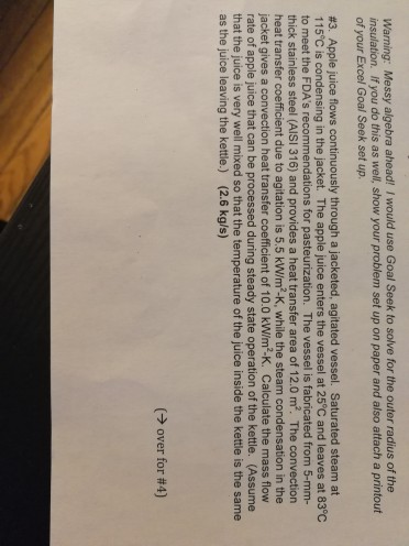 Solved Messy algebra ahead! I would use Goal Seek to solve | Chegg.com