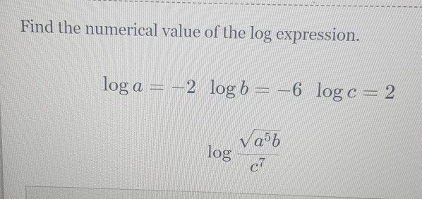 Solved Find the numerical value of the log expression. log | Chegg.com