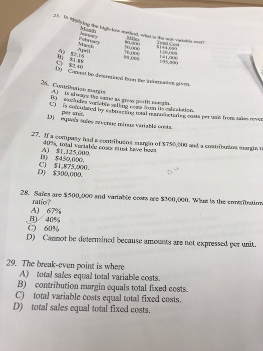 Solved In applying the high-low method, what is the unit | Chegg.com
