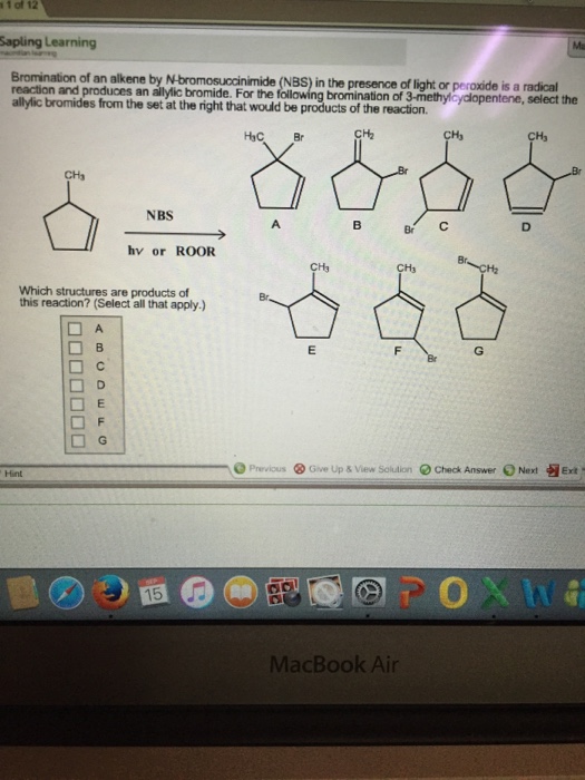 Solved Bromination of an alkene by N bromosuccinimide (NBS) | Chegg.com