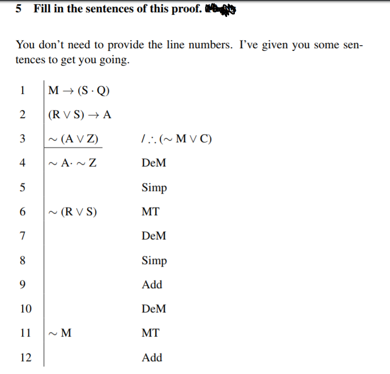 Solved 5 Fill in the sentences of this proof. MA> You don't | Chegg.com