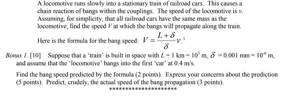 Solved A locomotive runs slowly into a stationary train of | Chegg.com