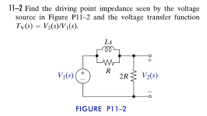 Solved Find the driving point impedance seen by the voltage | Chegg.com