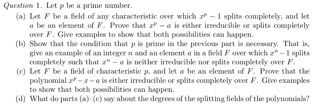 Solved Question 1. Let p be a prime number. (a) Let F be a | Chegg.com