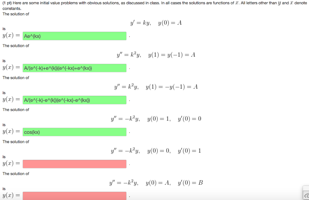 Solved Here are some initial value problems with obvious | Chegg.com