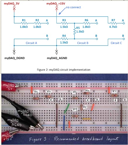 Solved SV myDAQ +15V no connect R1 R2 R3 R6 A R7A 1.0kΩ | Chegg.com