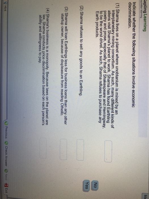 Solved Indicate whether the following situations involve | Chegg.com