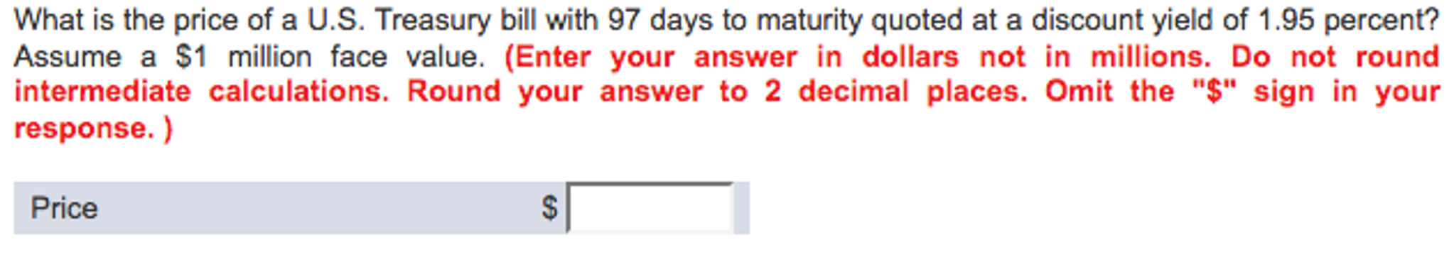 Solved What is the price of a U.S. Treasury bill with 97 | Chegg.com