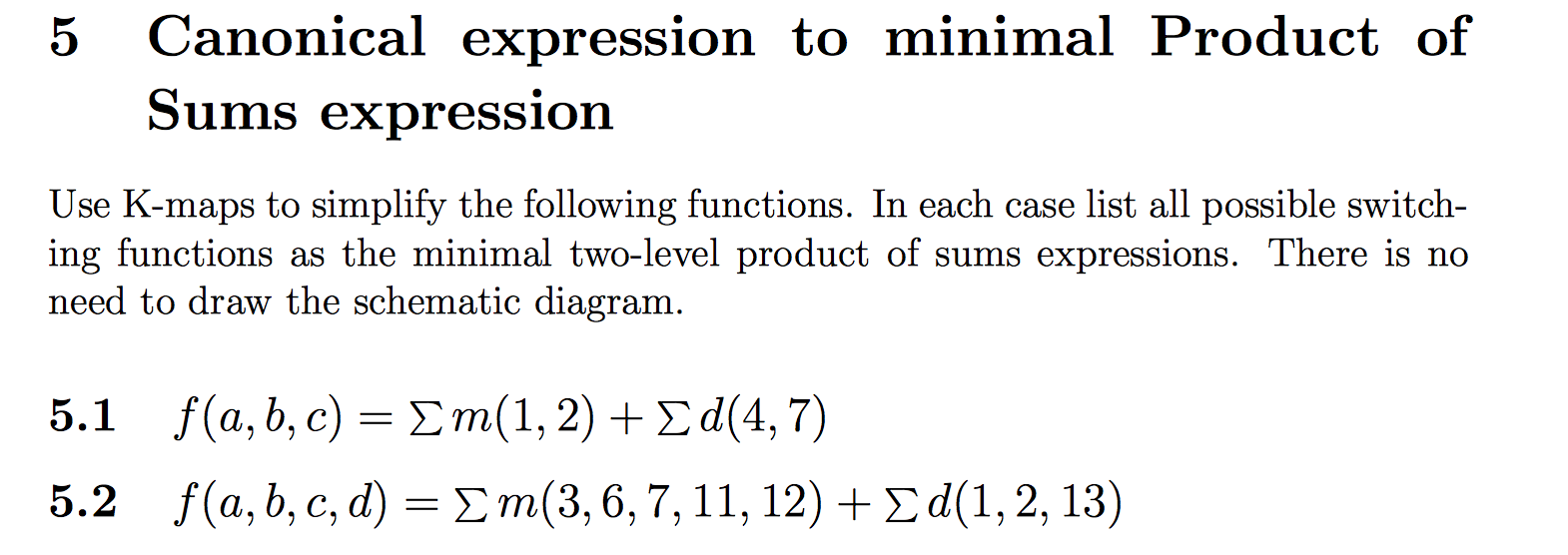 Solved 5 Canonical expression to minimal Product of Sums | Chegg.com