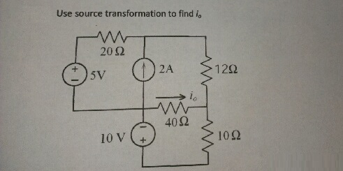 Solved Use source transformation to find i0 | Chegg.com