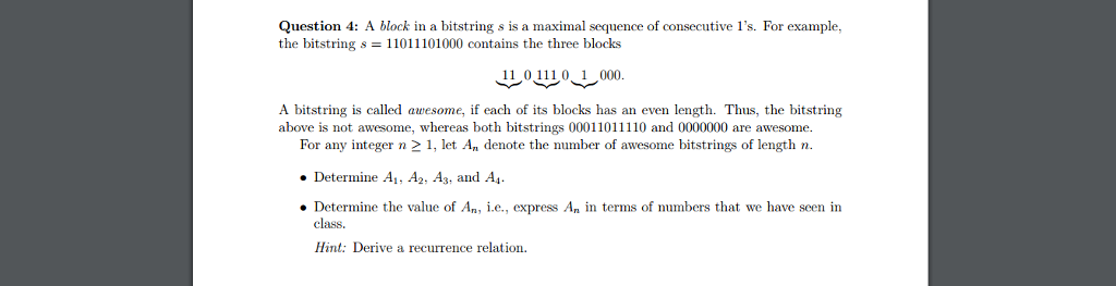 Solved A block in a bitstring s is a maximal sequence of | Chegg.com