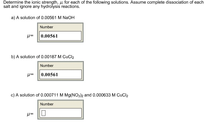 Solved Determine the ionic strength , mu for each of the | Chegg.com