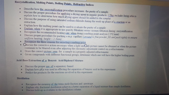 Solved Recrystallization, Melting Points, Boiling Points, | Chegg.com