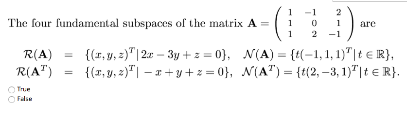 Solved 1 2 The four fundamental subspaces of the matrix A- 1 | Chegg.com