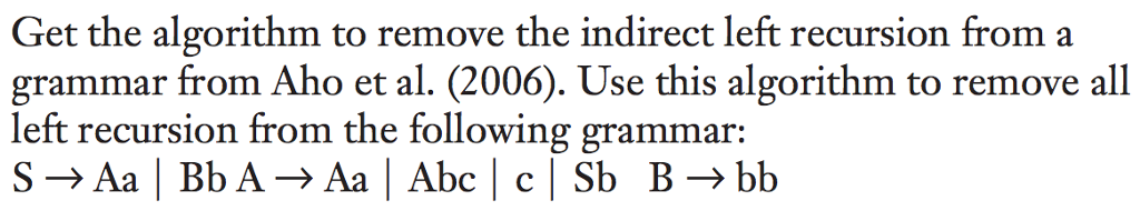 Solved Get the algorithm to remove the indirect left | Chegg.com