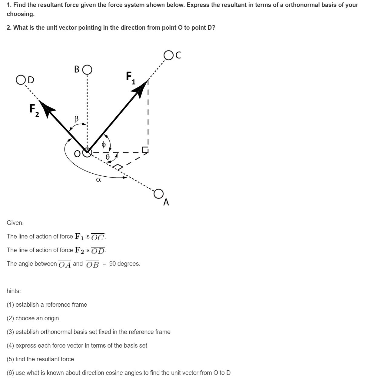 Solved 1. Find the resultant force given the force system | Chegg.com