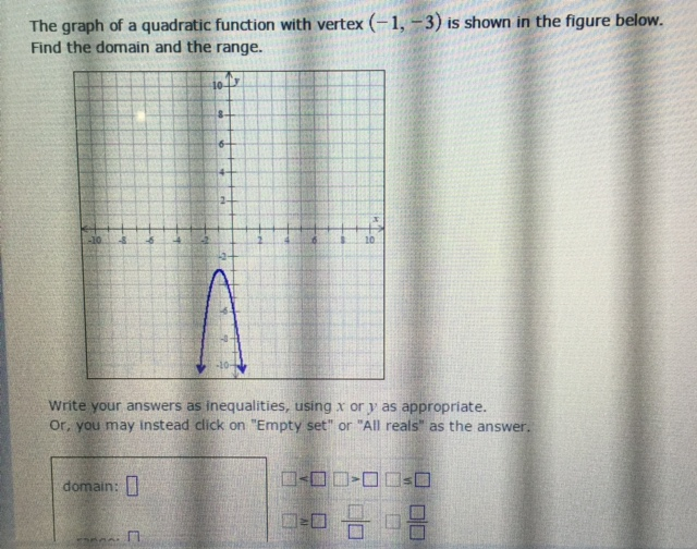 Solved The graph of a quadratic function with vertex (- 1, | Chegg.com