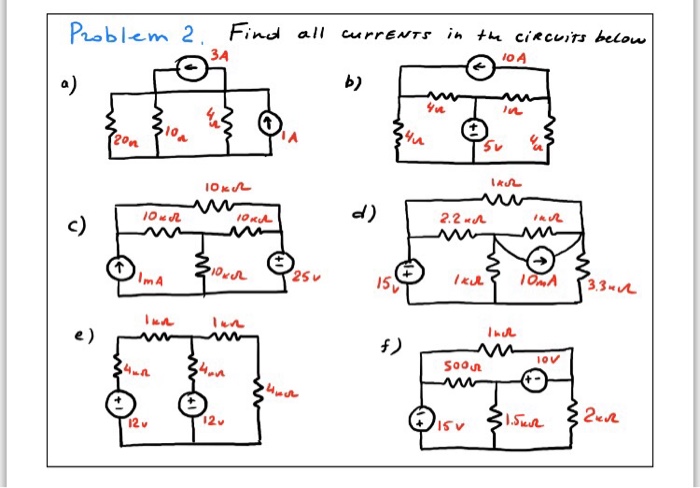 Solved Find all currents in the circuits below | Chegg.com