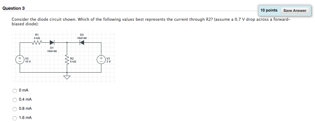 Solved Consider the diode circuit shown. Which of the | Chegg.com