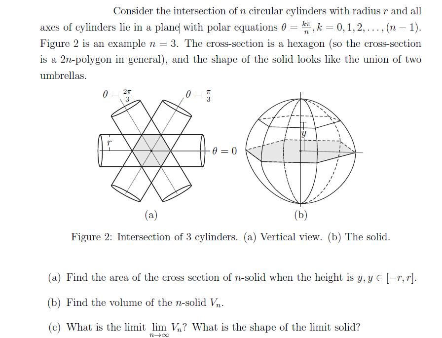 Consider the intersection of n circular cylinders | Chegg.com