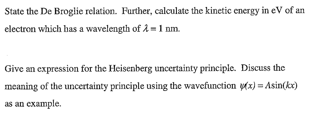 Solved State the De Broglie relation. Further, calculate the | Chegg.com