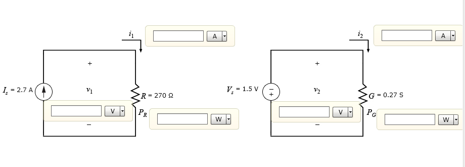 Solved Using the two circuits below, calculate i1, i2, v1, | Chegg.com